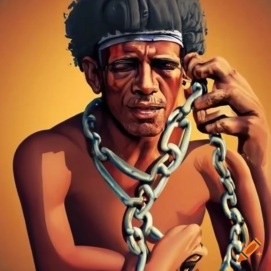 Egyptian man in chains on Craiyon