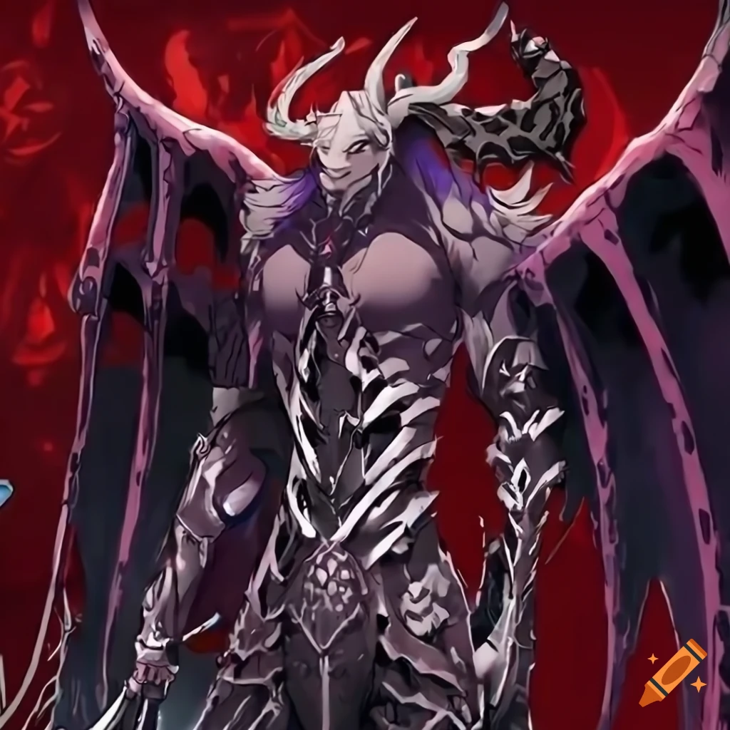 Anime character with demon horn and magical cleric in military setting ...