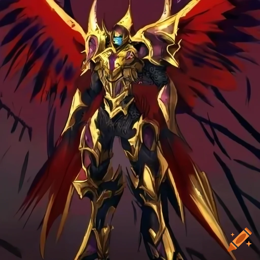 Celestial knights in bulky demonic armor in anime style on Craiyon