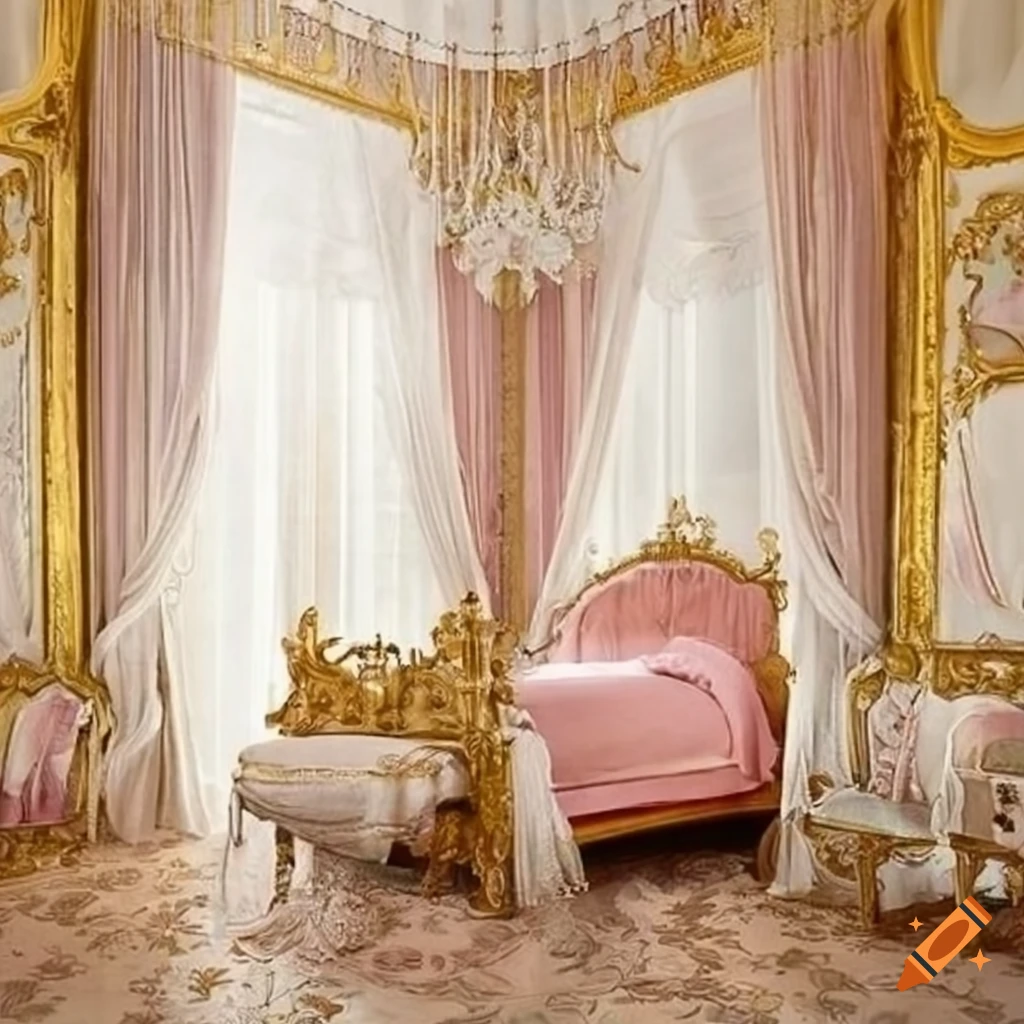 Renaissance-style bedroom with large windows and canopy bed on Craiyon