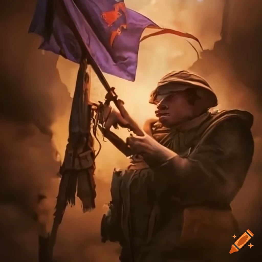 Raccoon's flag at the end of war on Craiyon