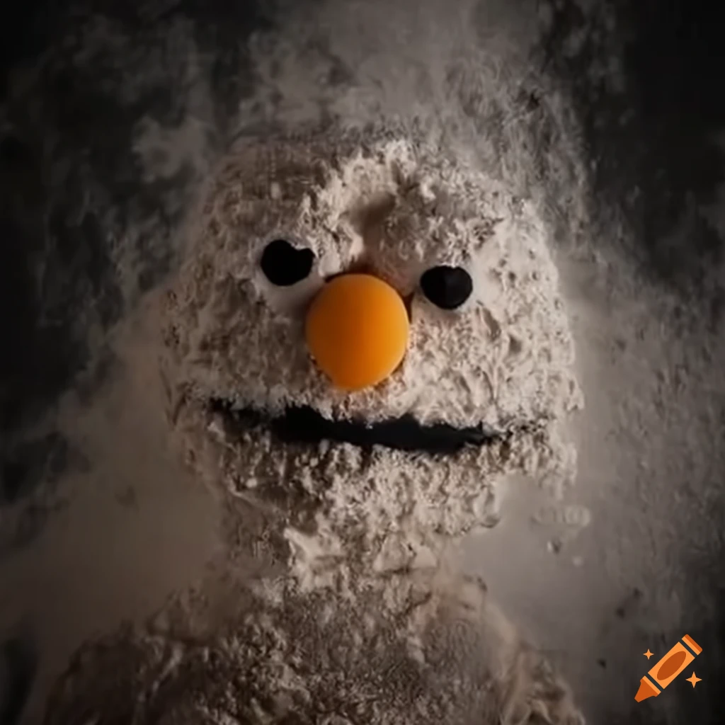 Elmo covered in flour on Craiyon