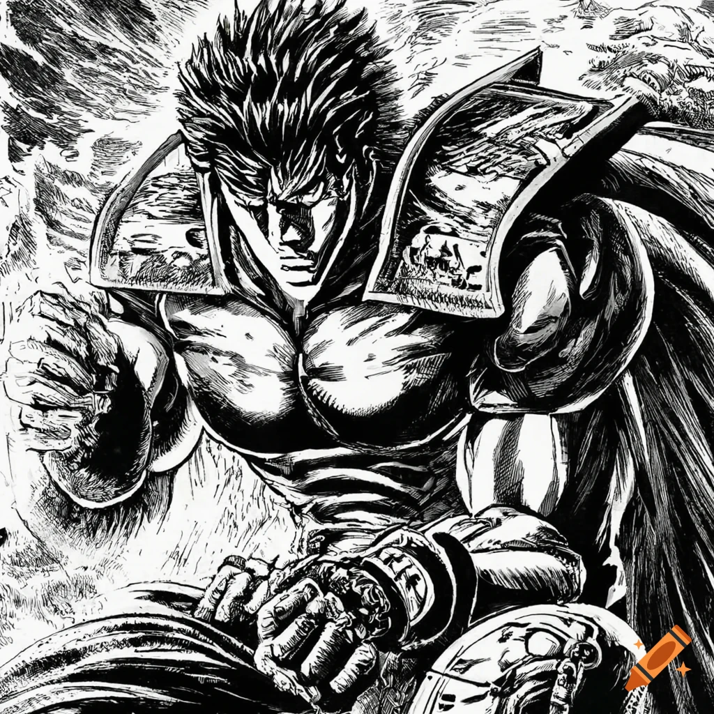 Manga poster of hokuto no ken with energy flowing on the character ...
