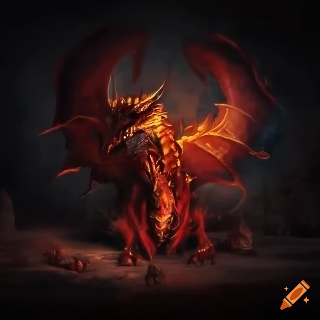 Epic battle between surreal sentient corn creatures and a fiery dragon ...