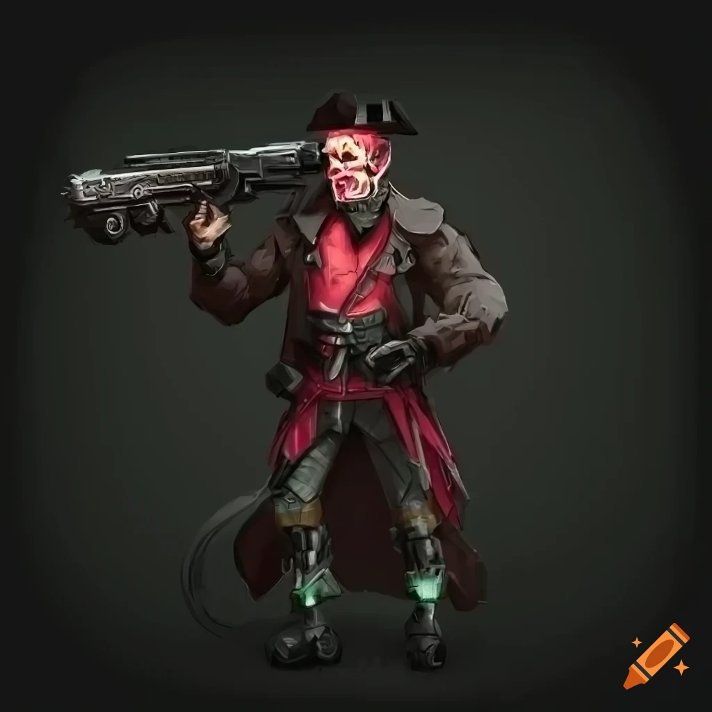 Cyberpunk space pirate with futuristic flintlock weapon on Craiyon