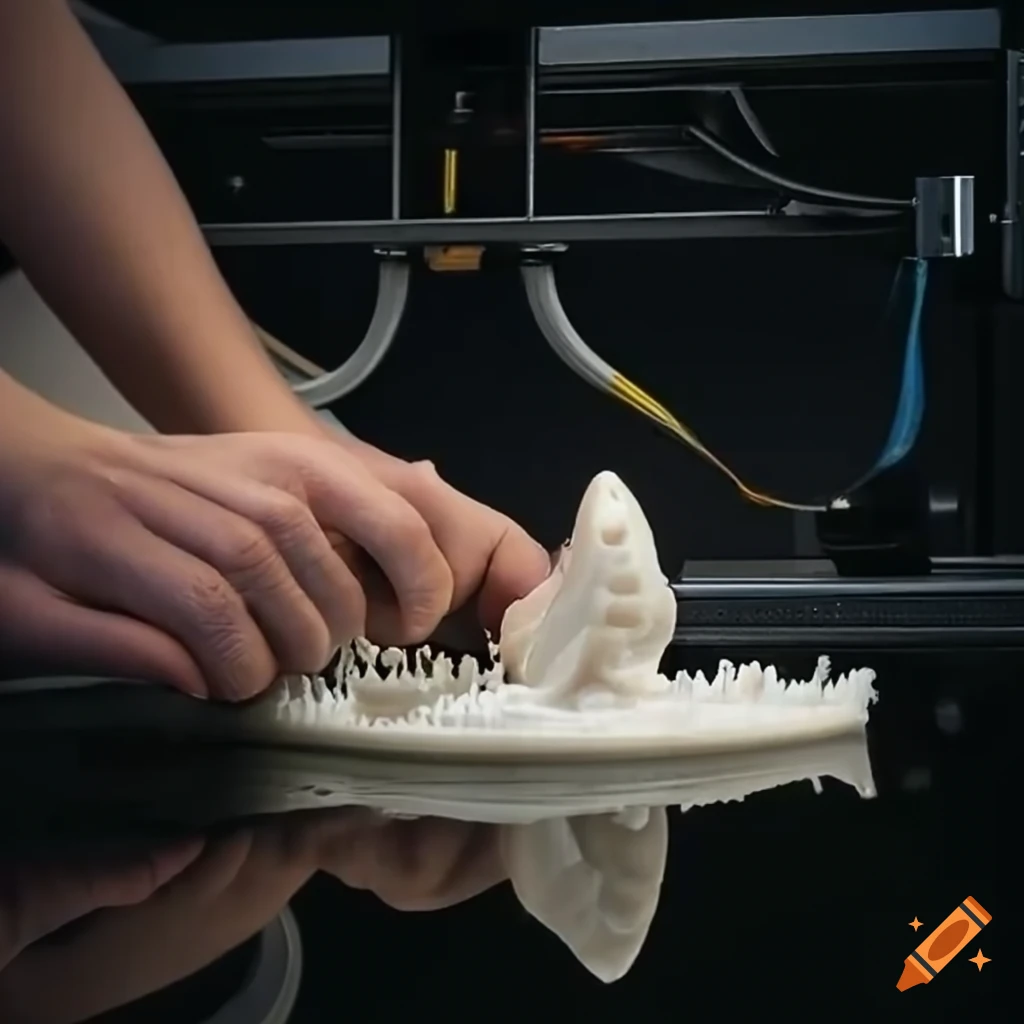 3d printing objects on lake with lilies and fish on Craiyon