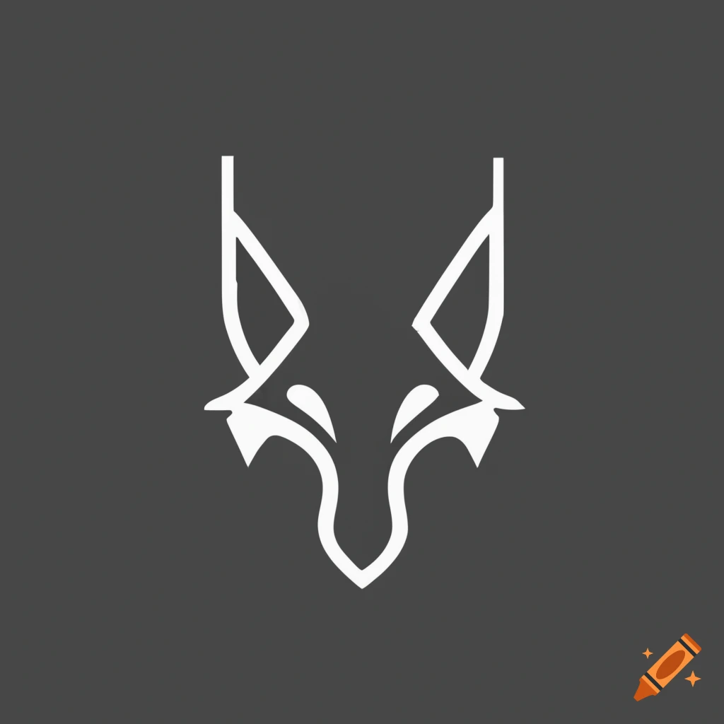 Minimalist symmetrical coyote head logo design on Craiyon