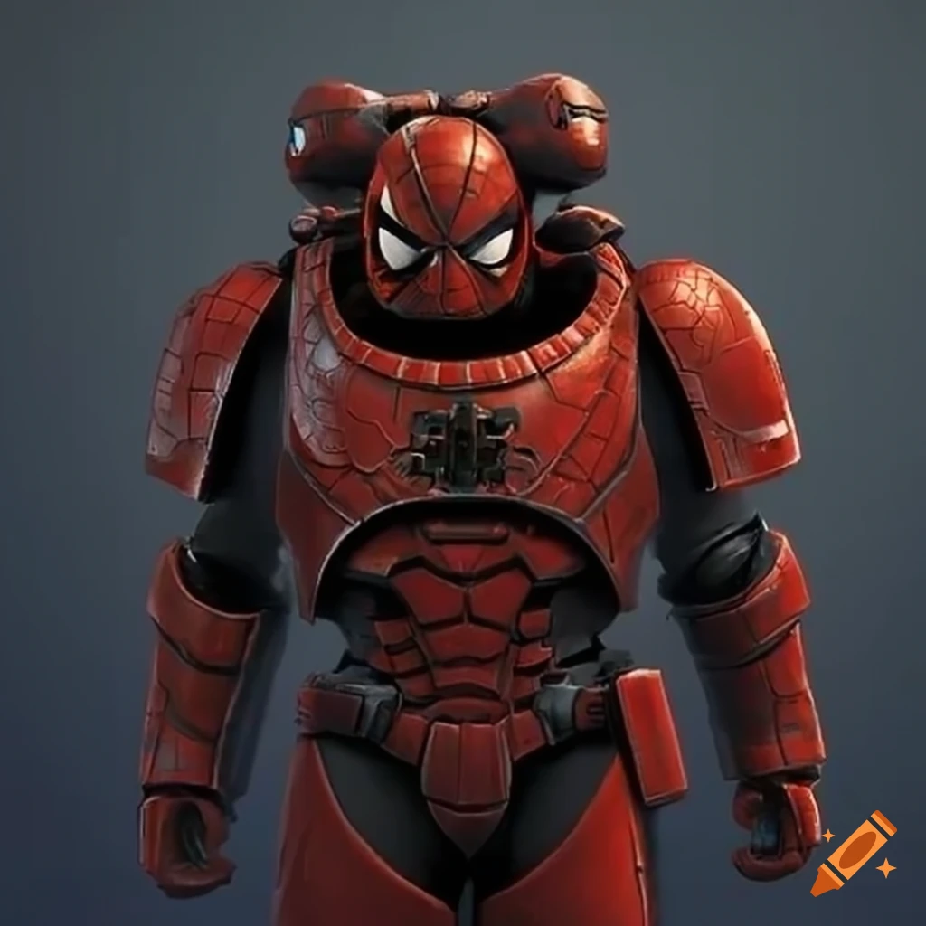 Spiderman themed space marine power armor on Craiyon