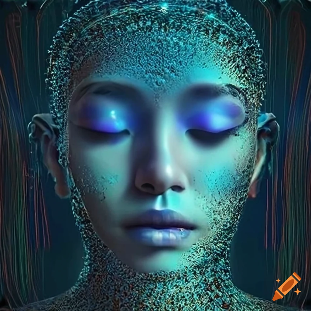 Meditation new-age experience with waves and oscillations in 3d view on ...