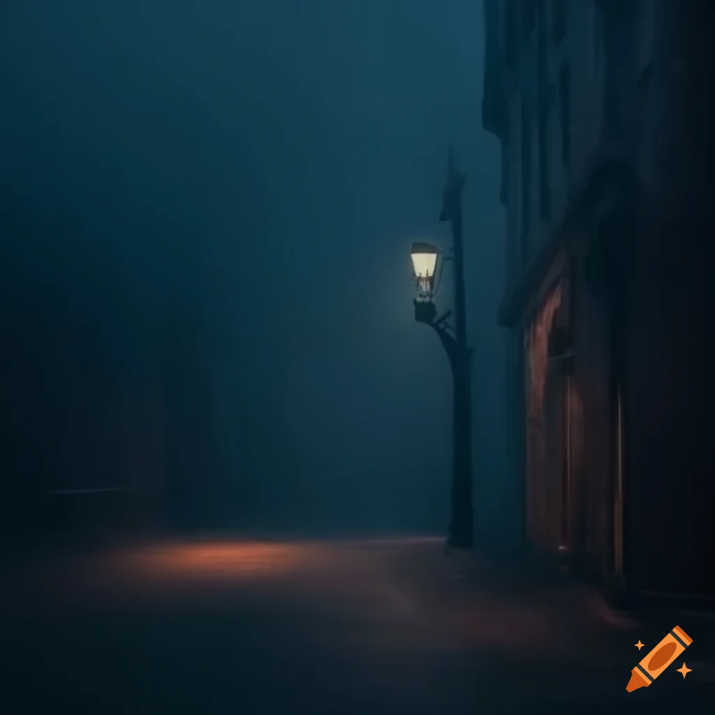 Dark empty street with fog and dual lighting on Craiyon
