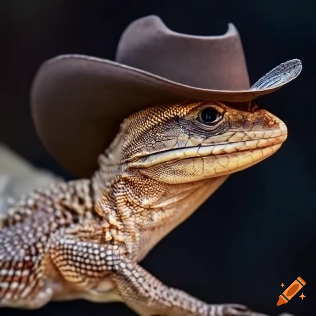 Western alligator lizard with a cowboy hat on Craiyon
