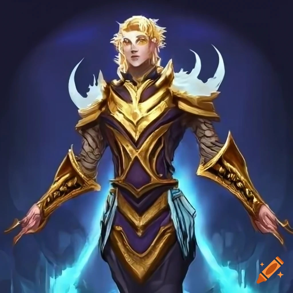 Male High Luminary Thalorin Dawnbringer with commanding presence on Craiyon