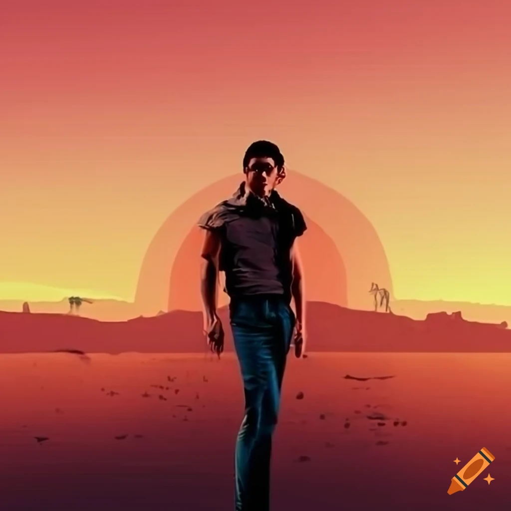 Album cover for the outsiders movie featuring a sunset design on Craiyon