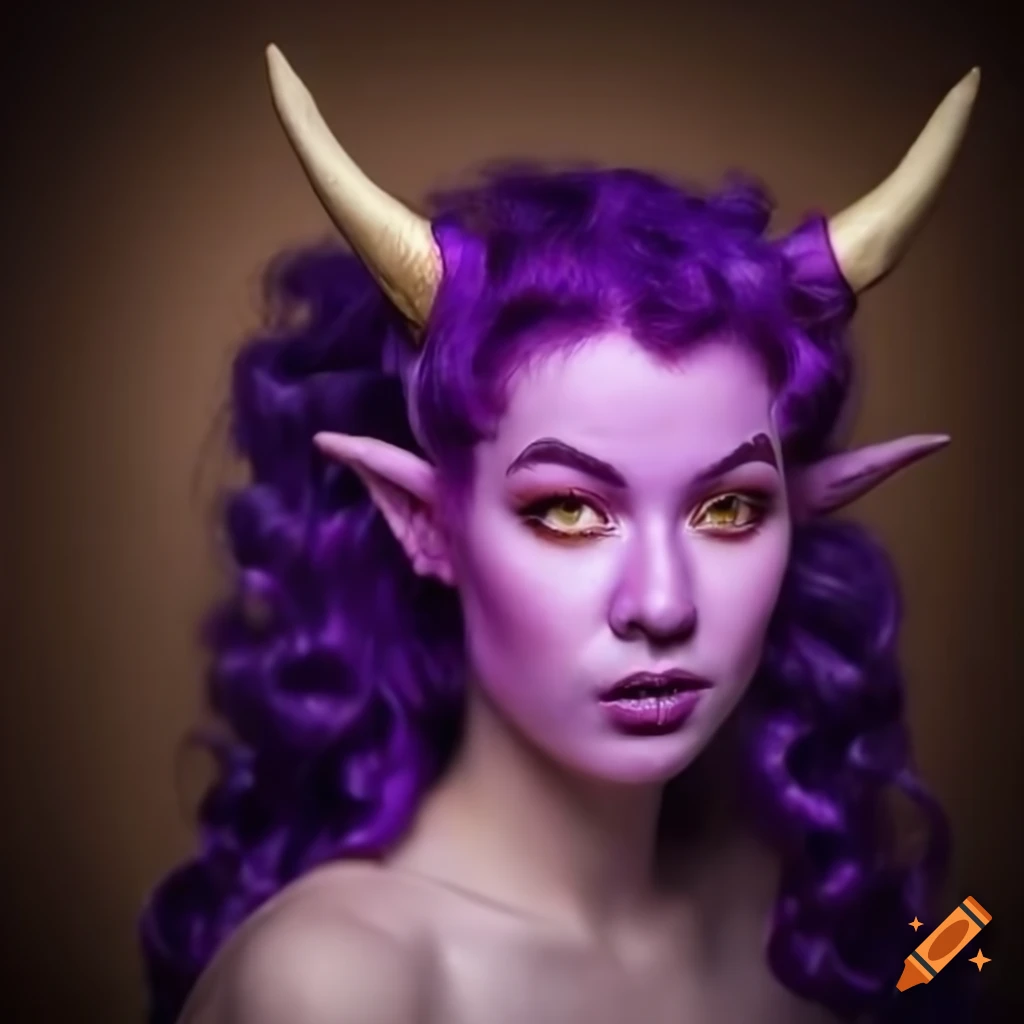 Tiefling woman with unique features and regal appearance on Craiyon