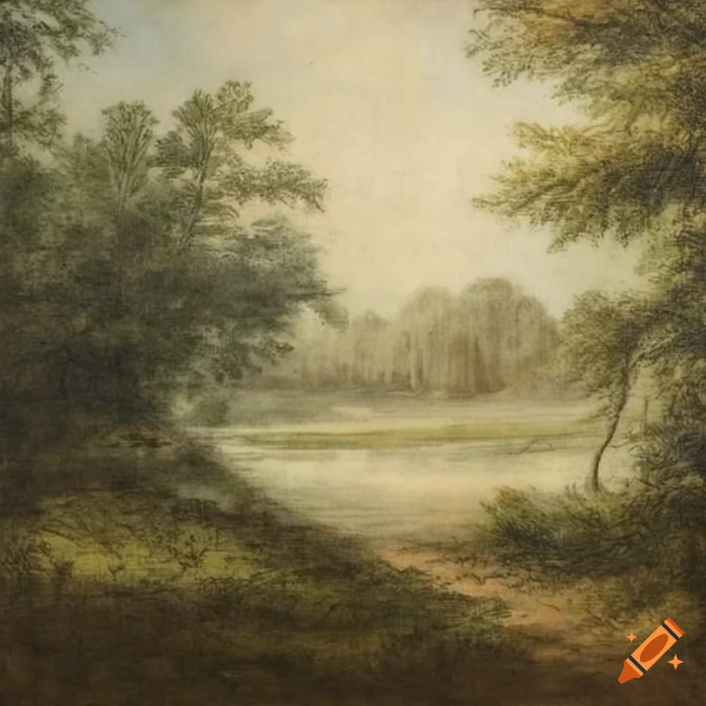 1800's etching oil painting of a white flower meadow on Craiyon