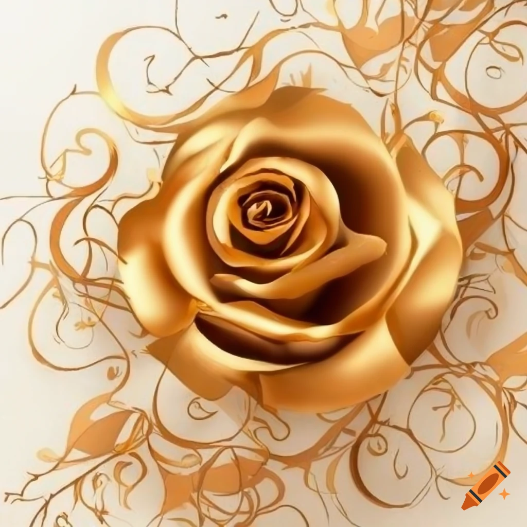 Mini golden rose and vines pattern on white background on Craiyon