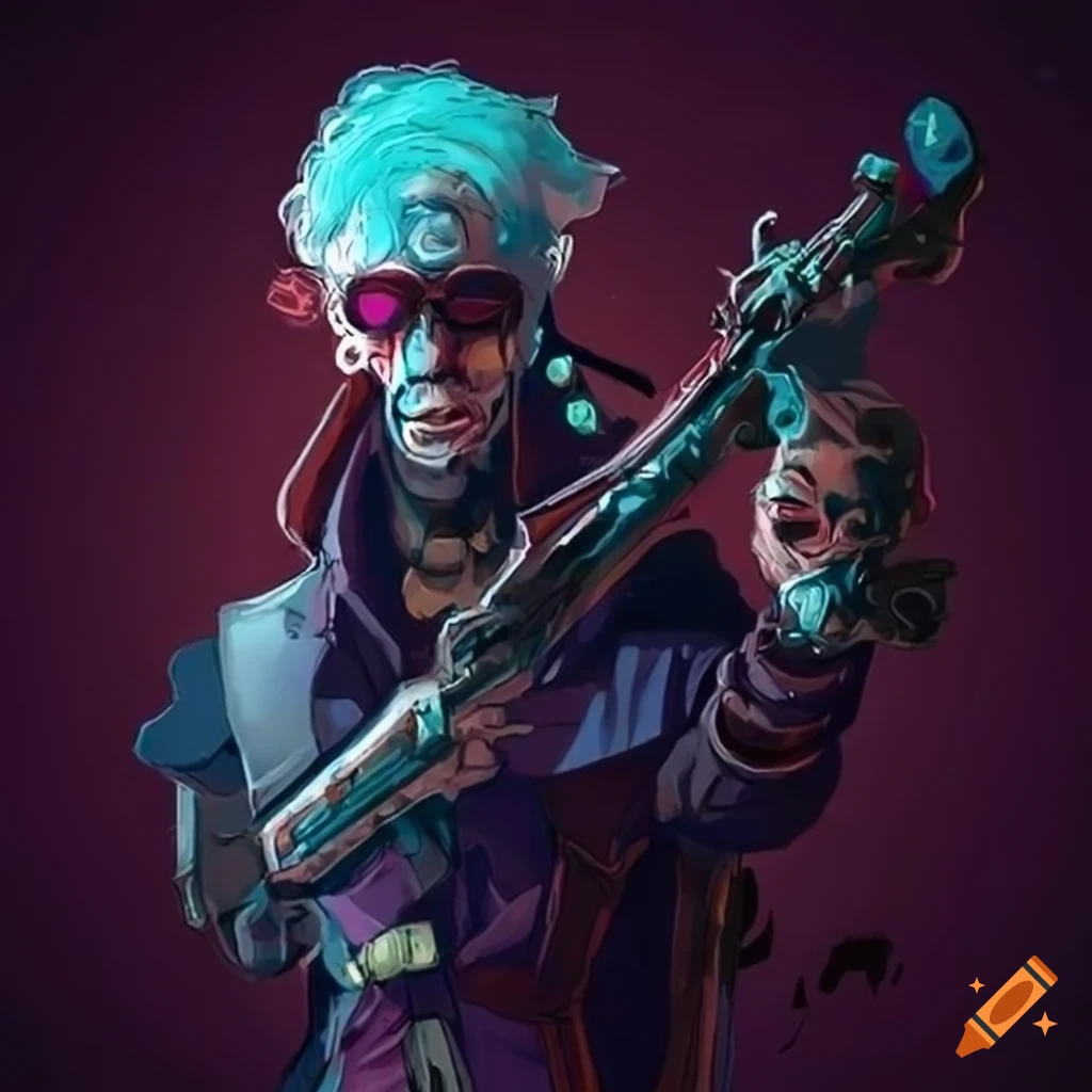 Cyberpunk pirate with futuristic flintlock weapon on Craiyon