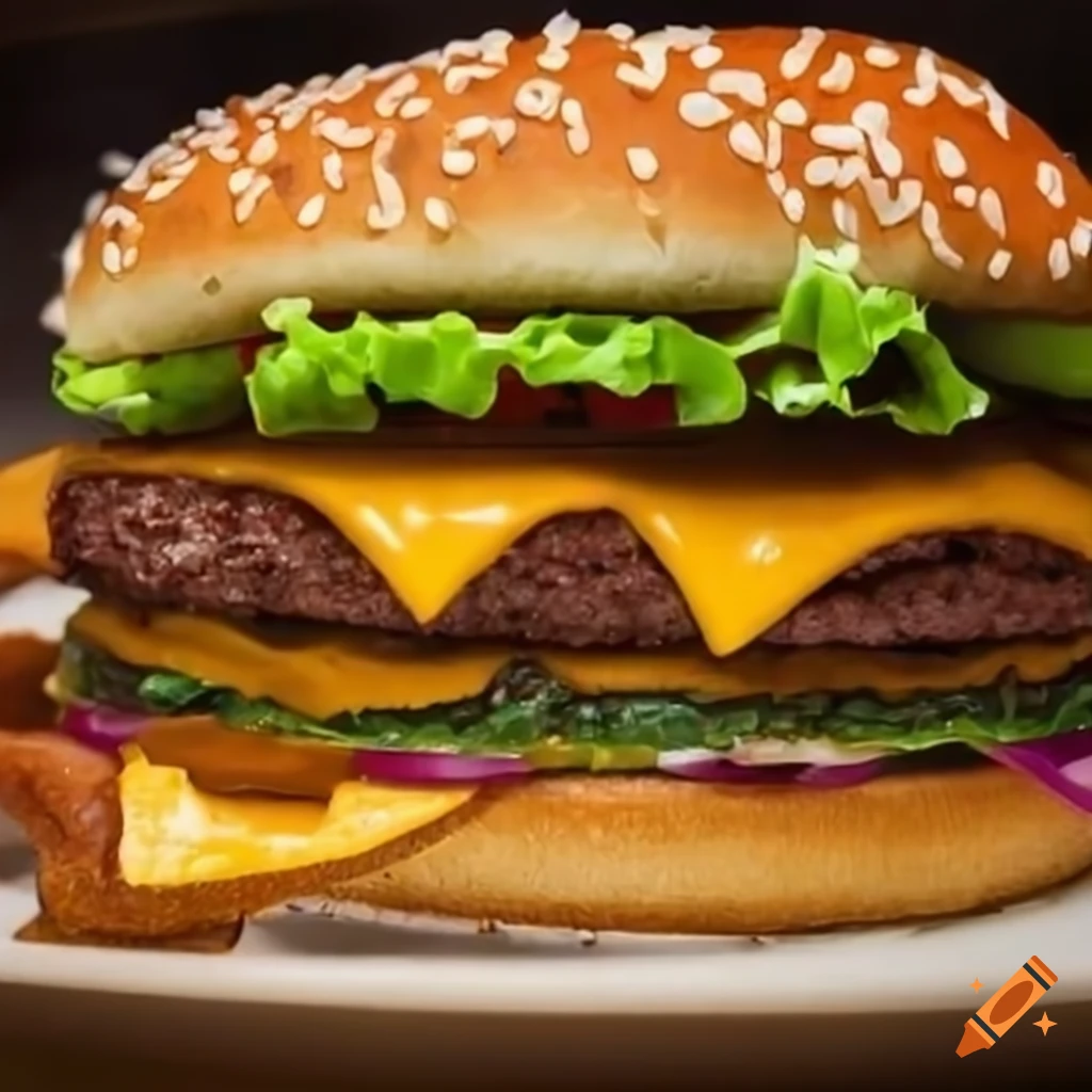 Colorful angry cheeseburger haunting peasants on Craiyon