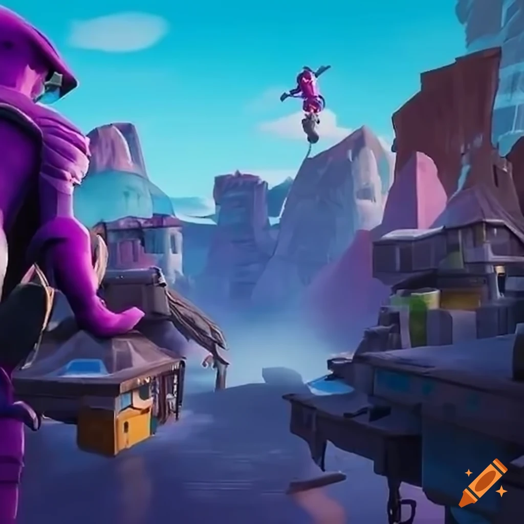 Vibrant and dynamic environment of fortnite battle royale game on Craiyon