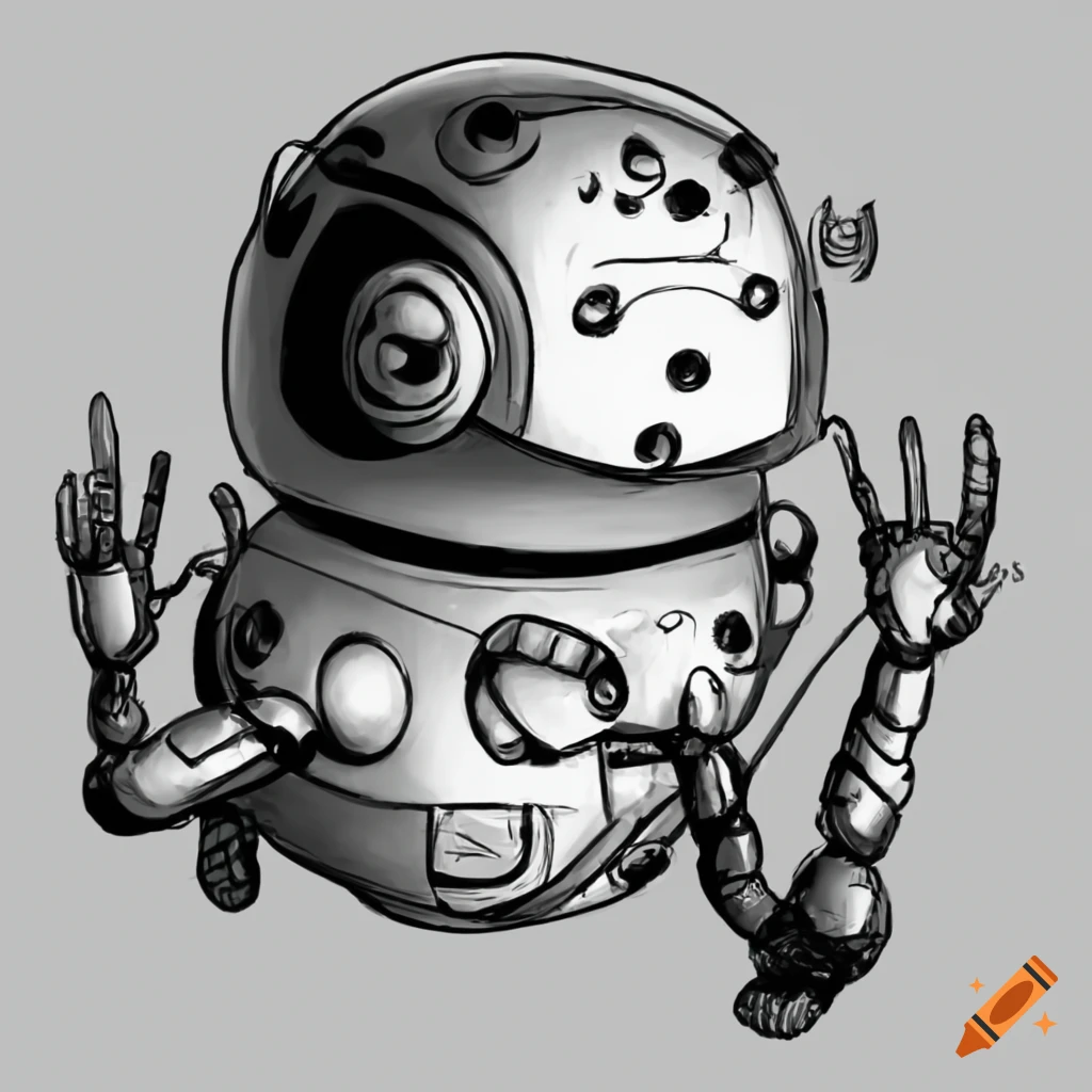 Weird robot-looking creature waving on Craiyon