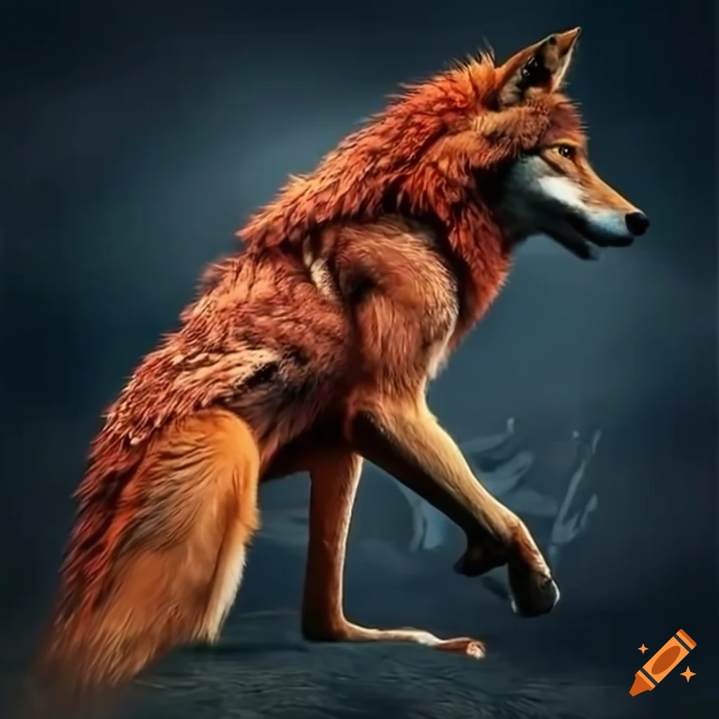 Mythical red wolf displaying strength and agility in the wilderness on ...