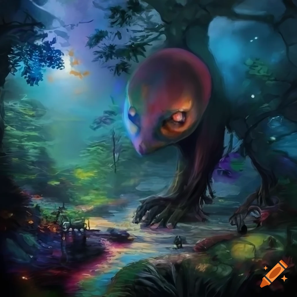 Close-up of an extraordinary and cute creature in a colorful fantasy ...