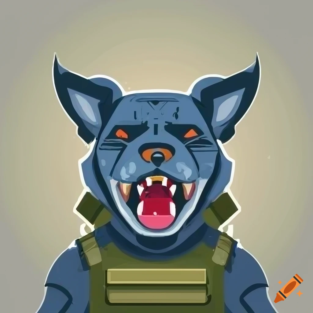 Dog with bullet proof vest and tactical gear facing forward in vector ...