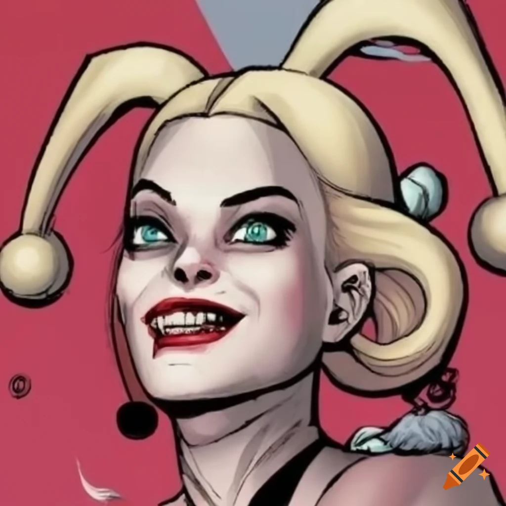 Graphic design of harley quinn from dc comics on Craiyon