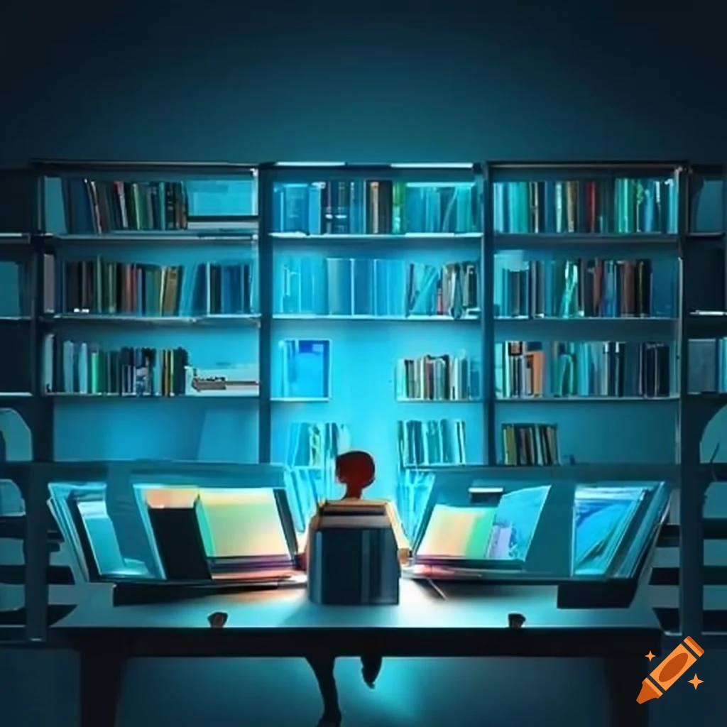 Motivated students collaborating in a well-lit library or lab on Craiyon