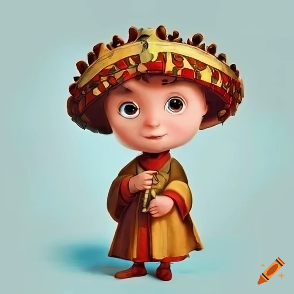 Cartoon depiction of alfred the great in 60s-inspired attire on Craiyon