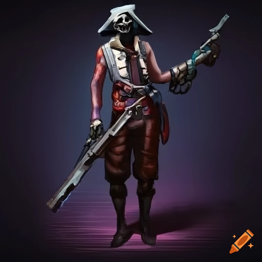 Cyberpunk pirate with a futuristic flintlock weapon on Craiyon