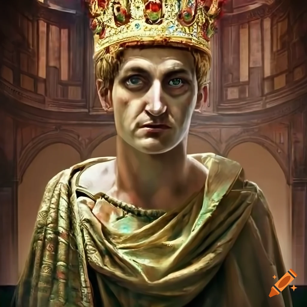 Constantine the Great with imperial crown in a digital portrait with ...