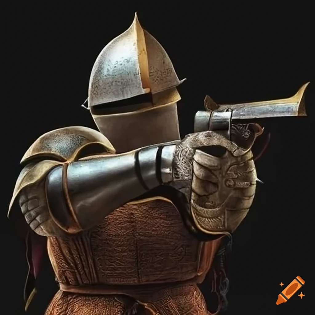 Intriguing knight with a historic revolver on Craiyon