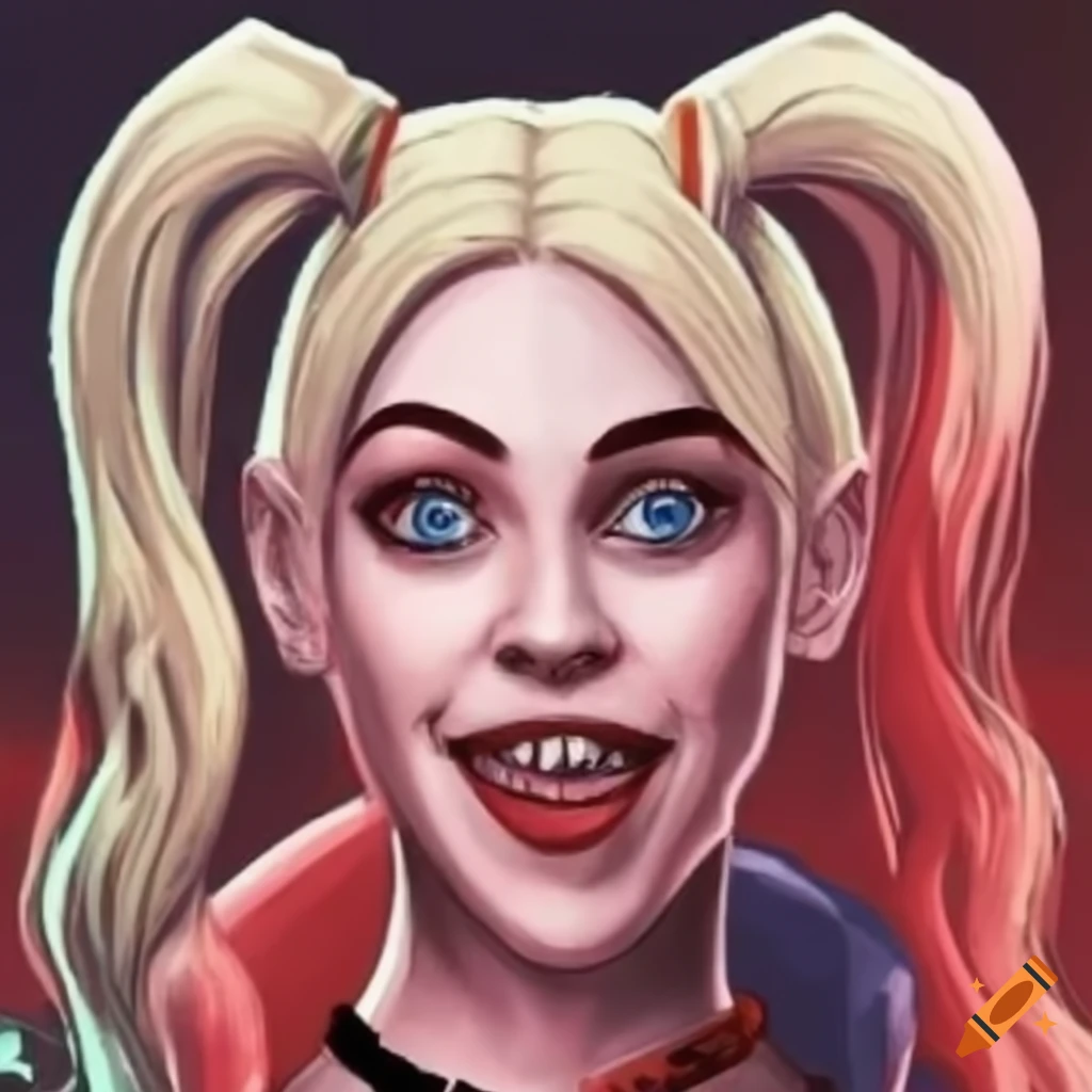 Graphic design of harley quinn from dc comics on Craiyon