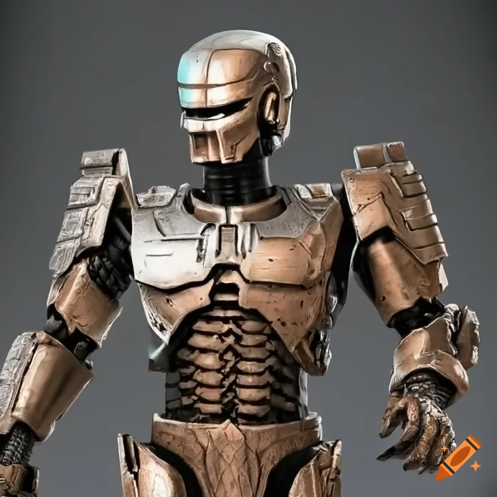 Quake 2 predator and robocop fusion in bronze colors on Craiyon