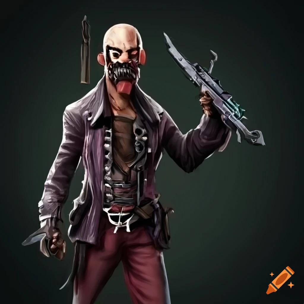 Cyberpunk pirate with futuristic flintlock on Craiyon