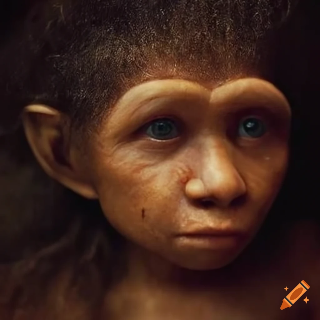 Artwork of an ancient child representing neanderthal and early human ...