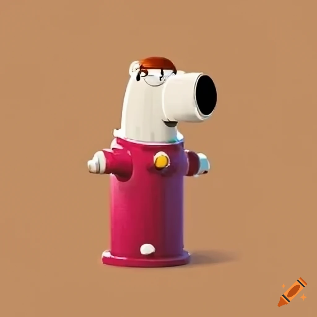 Cartoon character brian griffin as a fire hydrant on Craiyon