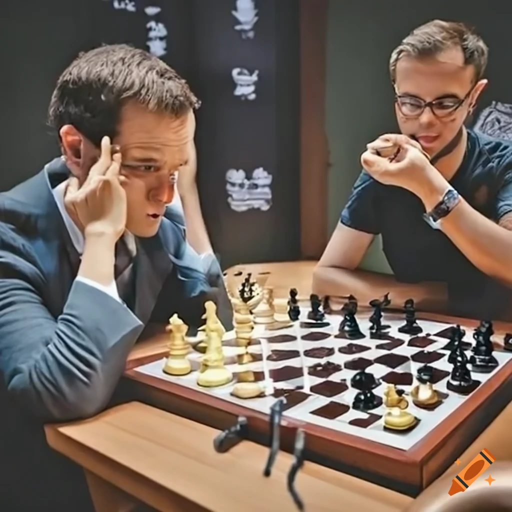 Focused chess masters in a high-stakes game on a boat on Craiyon