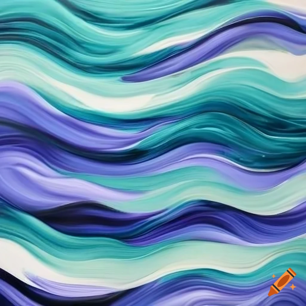 Stacked ocean waves in shades of blue, mint, and lavender on Craiyon