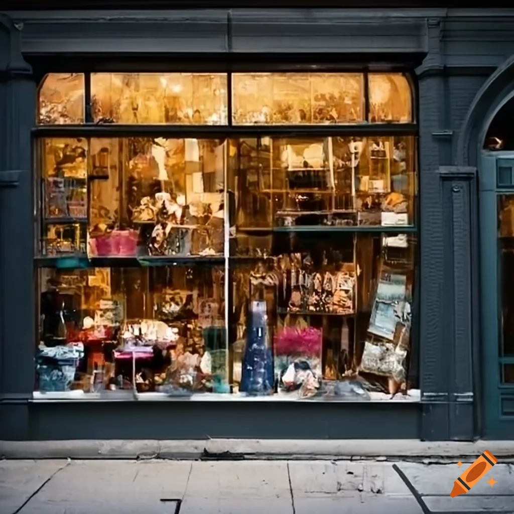 Urban shop storefront window on Craiyon