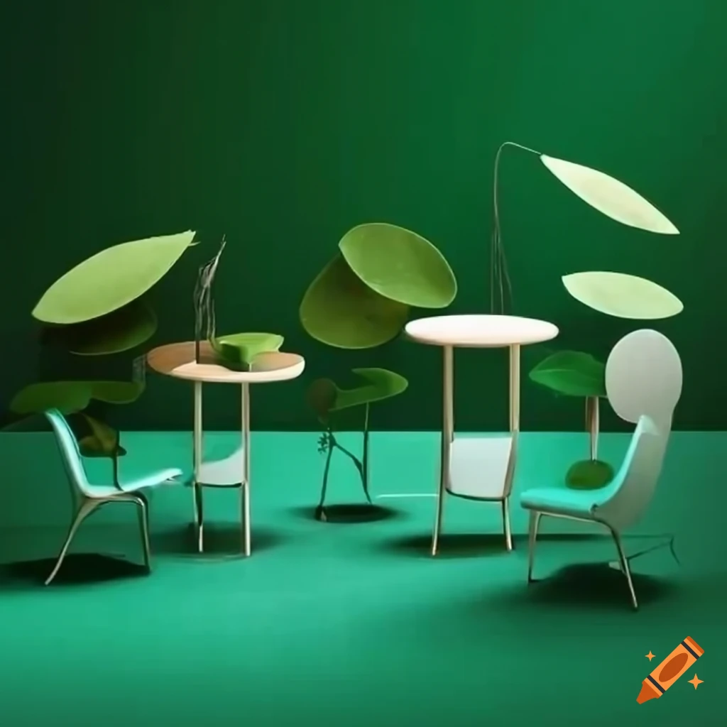 Office employees collaborating in a modern green workspace with nature ...