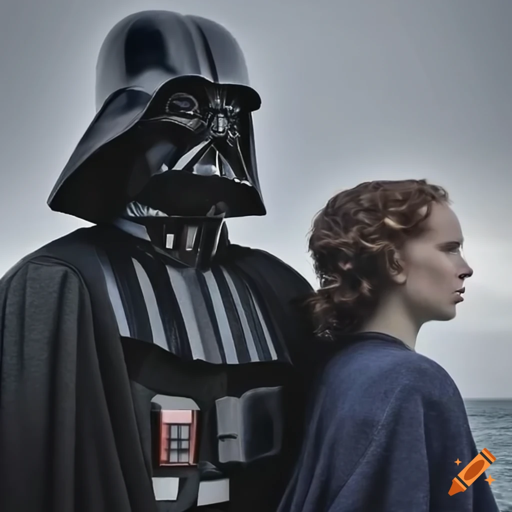 Star Wars couple Darth Vader and Padmé Amidala by the sea on Craiyon