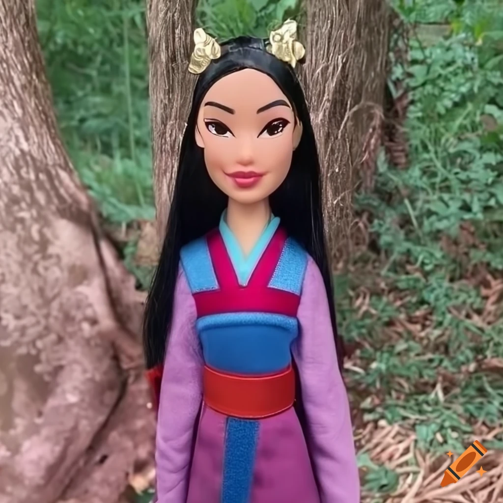 Shiny princess mulan baddie doll in a full shot on Craiyon