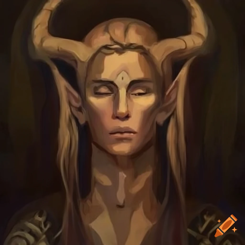 Dirthamen, elven deity in anime style, keeper of secrets and knowledge ...