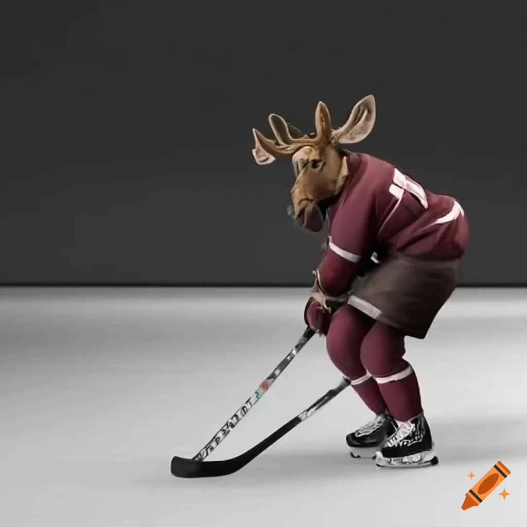 Moose playing hockey on Craiyon