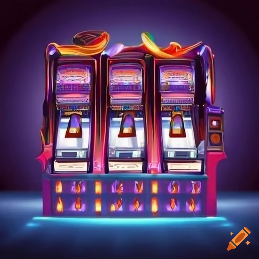 Glowing slot machines against a vegas backdrop on Craiyon