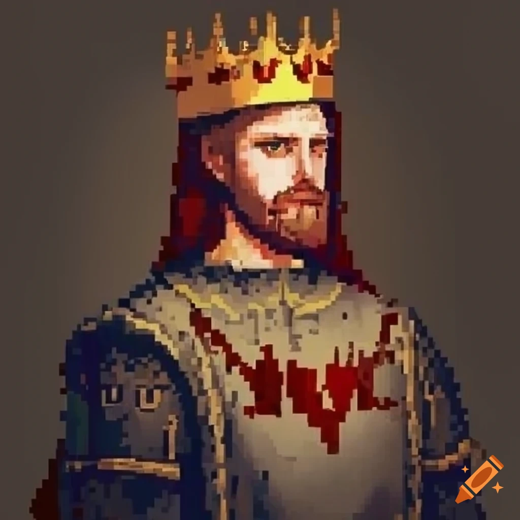 Medieval king in pixel art style on Craiyon