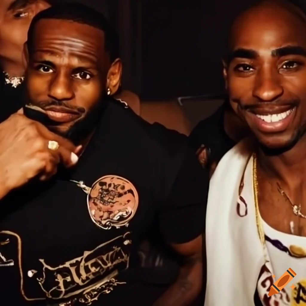 Lebron james and tupac having a family dinner together on Craiyon