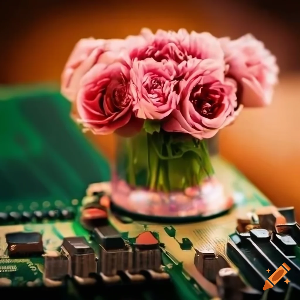 Bouquet of flowers on pcb board on Craiyon